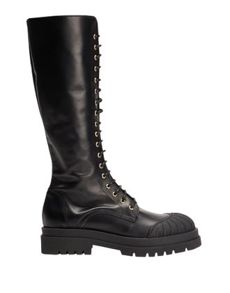 8 by YOOX LEATHER RUBBER TIP TALL LACE-UP BOOTS