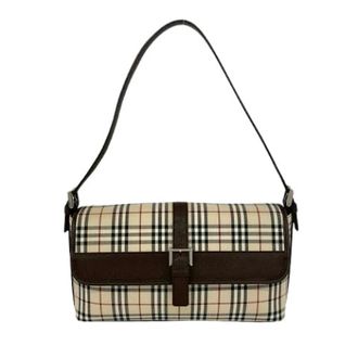 Burberry Pre-owned Sac bandouli&egrave;re en toile &agrave; carreaux et cuir - Femme - Pre-owned - Beige - Taille: ONE Size
