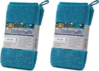 G&ouml;zze Zaubertuch, Sehr saugstarkes Mikrofasertuch, 600 g/m&sup2;, Reinigungstuch f&uuml;r Bad, K&uuml;che und Auto, 40 x 40 cm - Lagune (Packung mit 2)
