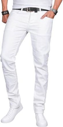 Alessandro Salvarini A. Pantalon jean Salvarini pour homme Coupe droite stretch - Bleu - 32 W / 32 L