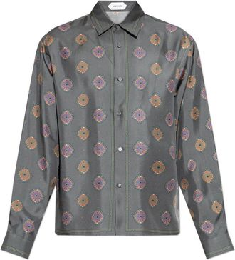 Versace Homme, Chemises, Gris, Taille: 2XL Printed Silk Twill Regular Shirt