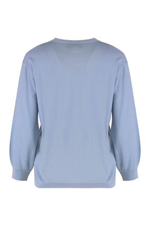 Max Mara Womens Sweater Amico Light Blue Virgin Wool