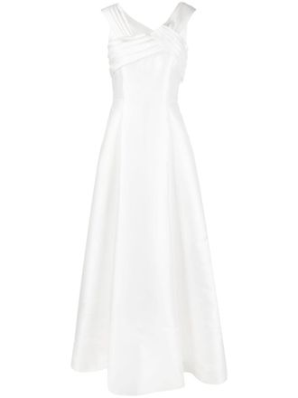 Alberta Ferretti robe longue en satin &agrave; &eacute;paules d&eacute;nud&eacute;es - Blanc