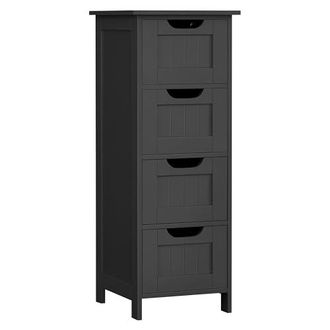Vasagle Meuble de Salle de Bain, Armoire sur Pied, avec 4 Tiroirs, 30 x 30 x 82 cm, pour Salon, Salle &agrave; Manger, Cuisine, Style Moderne, Noir dencre LHC040B01