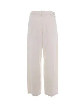 Max Mara Womens Trousers Cotton-Linen White