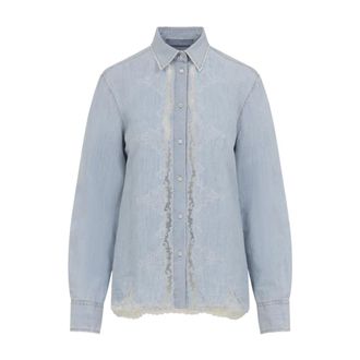 Ermanno Scervino Femme, Blouses et Chemises, Bleu, Taille: 38 FR Denim Shirt