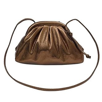Generic Sac &agrave; bandouli&egrave;re pour femme - Pochette dembrayage - Grande capacit&eacute; - Sac pliss&eacute; &agrave; &eacute;paule unique - Porte-documents en cuir pour femme, caf&eacute;, Taille u