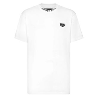 Philipp Plein Homme, Tops, Blanc, Taille: 3XL T-Shirt Col Rond MC