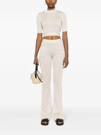 Palm Angels Monogram Jacquard Knit Trousers - Beige