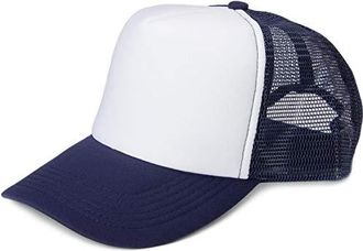 styleBREAKER Casquette en Maille 5 Panneaux Unisexe, Casquette de Camionneur, Casquette de Baseball, Fermeture réglable par clic et Snap 04023007, Couleur:Blanc-Ma