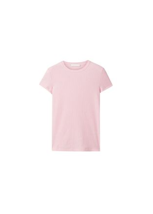 Helmut Lang Pink Ribbed Cotton T-Shirt Size S