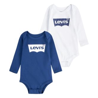 Levi's Kids Lhn ls 2pk batwing bodysuit set Unisex Estate Blue. 6-12 Monate