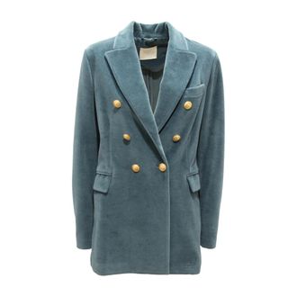 Circolo 1901 Femme, Vestes, Bleu, Taille: 42 FR Veste Velours Double-Breasted Couleur Minérale