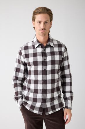Knowledge Cotton Apparel Herren vegan Hemd Flanell Kariert Braun