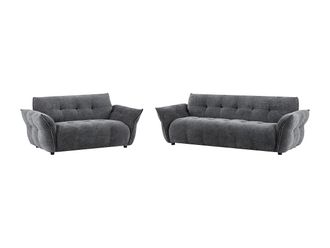 Vente-Unique Sofa 3-Sitzer & 2-Sitzer - melierter Stoff - Grau Anthrazit - NAPIZO