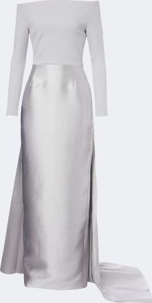 Solace London Off-Shoulder Robe Winslow aus Satin und Cr&ecirc;pe