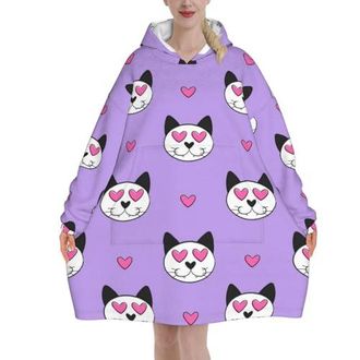 Generic Couverture &agrave; capuche portable pour femme, motifs chats ador&eacute;s, couverture douce et surdimensionn&eacute;e