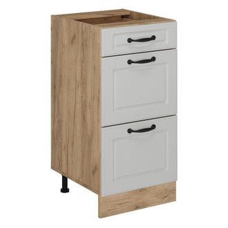 Vicco Küchenunterschrank R-Line, Weiß Landhaus, 40 cm mit Schubladen, ohne Arbeitsplatte Vicco