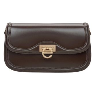 Estro & Luminara Femme, Sacs, Brun, Taille: ONE Size Petit sac &agrave; bandouli&egrave;re avec accessoires dor&eacute;s