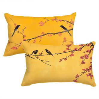 Generic Kissenbezug 40x80cm Gebranntes Orange Kissenbez&uuml;ge Blumen Kissenbezug Zierkissen Samt Pillow Case Mit Unsichtbarem Rei&szlig;Verschluss f&uuml;r Deko Wohnzimmer 