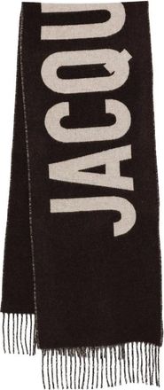 Jacquemus Foulard &agrave; logo &agrave; franges - Homme - Accessoires - Brun - Taille: ONE Size