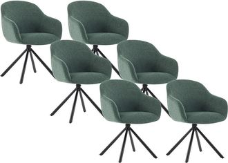 Vente-Unique 6-er Set St&uuml;hle mit Armlehnen - Textilstoff & Metall - Gr&uuml;n - CILIENO
