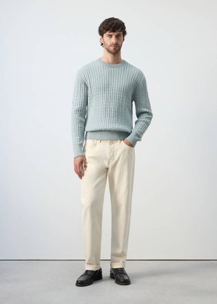 Mango Pull 100 % coton maille torsad&eacute;e vert d&acute;eau - Homme - XXL - MANGO MAN