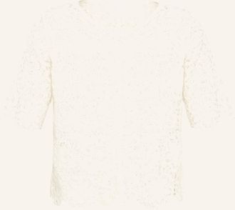 Betty&Co Betty&Co Lochstrick-Pullover Mit U-Boot-Ausschnitt weiss