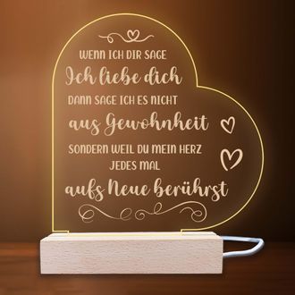 Indigos UG LED Nachttischlampe - Herz rechts - Spruch 5 - Liebe, Familie, Mama, Papa - Herz mit Spruch - Nachtlicht - 3D-LED-Lampe - Geschenk, Geburtstag, Weihna