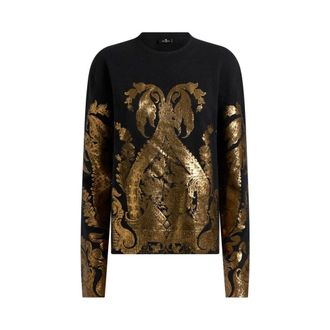 Etro Femme, Pulls, Noir, Taille: 38 FR Lamina Gold Sweater