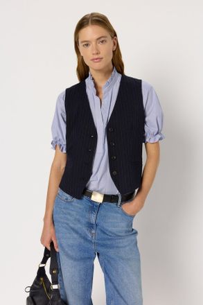 Gerard Darel Blouse ray&eacute;e &agrave; volants - ANYA - Bleu ciel