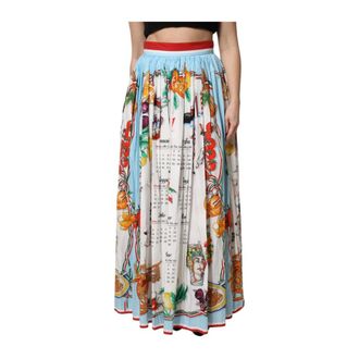 Dolce & Gabbana Femme, Jupes, Multicolore, Taille: 32 FR Jupe Maxi Trap&egrave;ze Imprim&eacute; Calendrier
