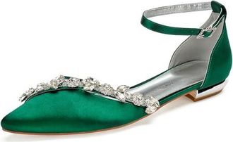 Generic Chaussures Mari&eacute;e Plates Confortable Femme Confortable Plates Mariage Chaussures Plate Mariee Robe 2Cm,Dark Green,41 EU