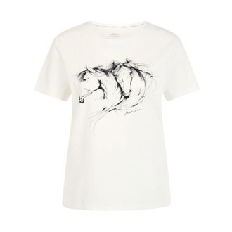 Marc Cain T-Shirt mit Pferde-Motiv - - Tops - Damen - Wei&szlig; - M