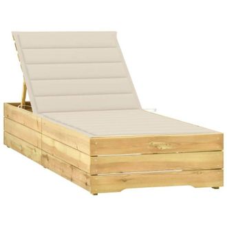 vidaXL Sonnenliege mit Creme Auflage Impr&auml;gniertes Kiefernholz Vidaxl