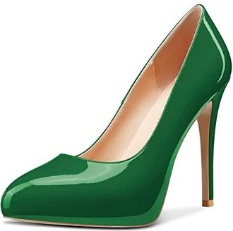 Castamere Femmes Aiguille Haut High Talon Heel Escarpins Plate-Forme Fermé Bout Slip-on Mariage Bureau Sexy Dress 12 CM Heels Vert A 38 EU