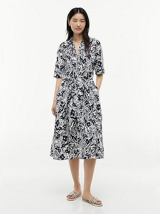 Tommy Hilfiger Robe chemise midi en lin m&eacute;lang&eacute; &agrave; noeud