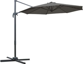 OUTSUNNY Parasol d&eacute;port&eacute; octogonal inclinable rotatif 360&deg; manivelle pi&egrave;tement acier m&acirc;t alu. dim. &Oslash; 2,95 x 2,5H m polyester haute densit&eacute; gris