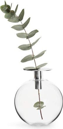 Sagaform Top Glasvase Rund, Silber, 14,5 x 14,5 x 18 cm, Deko-Vase f&uuml;r Pampasgras, Blumen, Rosen, Tulpen oder getrocknete Blumen, Aus Glas und Metall, Kugelvas