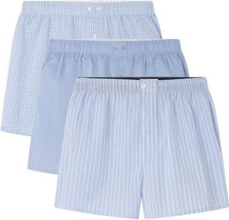 Springfield Pack 3 Woven Classic Underware. 100% Bci Cotton Boxer Classique, Bleu, S Homme