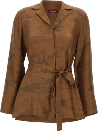 Max Mara Femme, Vestes, Brun, Taille: 34 FR Giacca Seta Cioccolato