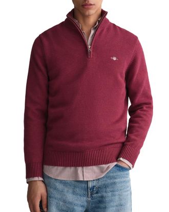 GANT Herren Casual Cotton Halfzip Pullover, PLUMPED RED, XL