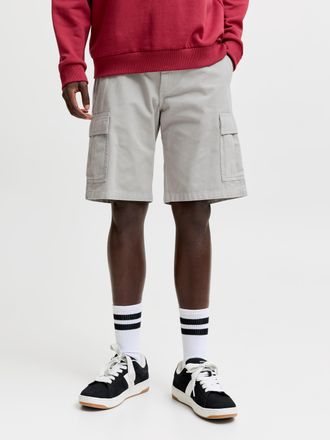 Jack & Jones Cargoshorts JACK & JONES JPSTCOLE HUDSON BELTED CARGO SHORTS MID, Herren, Gr. XXL, N-Gr, crockery, Web, Obermaterial: 100% Baumwolle, unifarben, relax