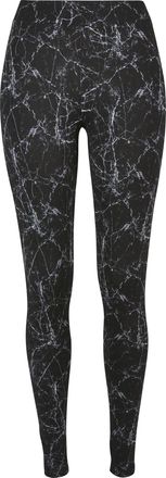 Urban Classics Damen Ladies Soft AOP Leggings blackmarble, 5XL