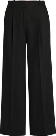HUGO BOSS Leinen Weite Beinhose - - Trousers - Damen - Schwarzk - L