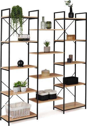 IDMarket Bücherregal Trio mit 5 Ebenen, Detroit Design, Industriedesign, 170 cm