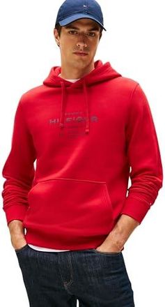 Tommy Hilfiger Sweat &agrave; Capuche Homme Oval Graphic avec Logo, Rouge (Medium Red), XL