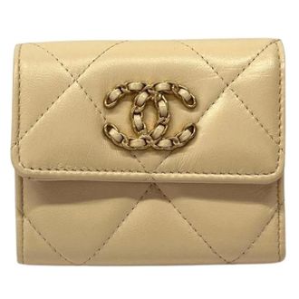 Chanel Portefeuille Bi-fold Vintage Pre-owned - Femme - Pre-owned - Beige - Taille: ONE Size
