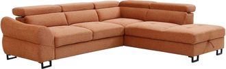 Vente-Unique Ecksofa mit Schlaffunktion - Ecke rechts - Strukturstoff Terracotta - VAVERDO