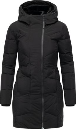 Ragwear Damen kurzer wasserdichter Wintermantel warmer Steppmantel mit Kapuze und kuscheligem Fleece Innenfutter Pevilla YOUMODO Black Gr. 3XL